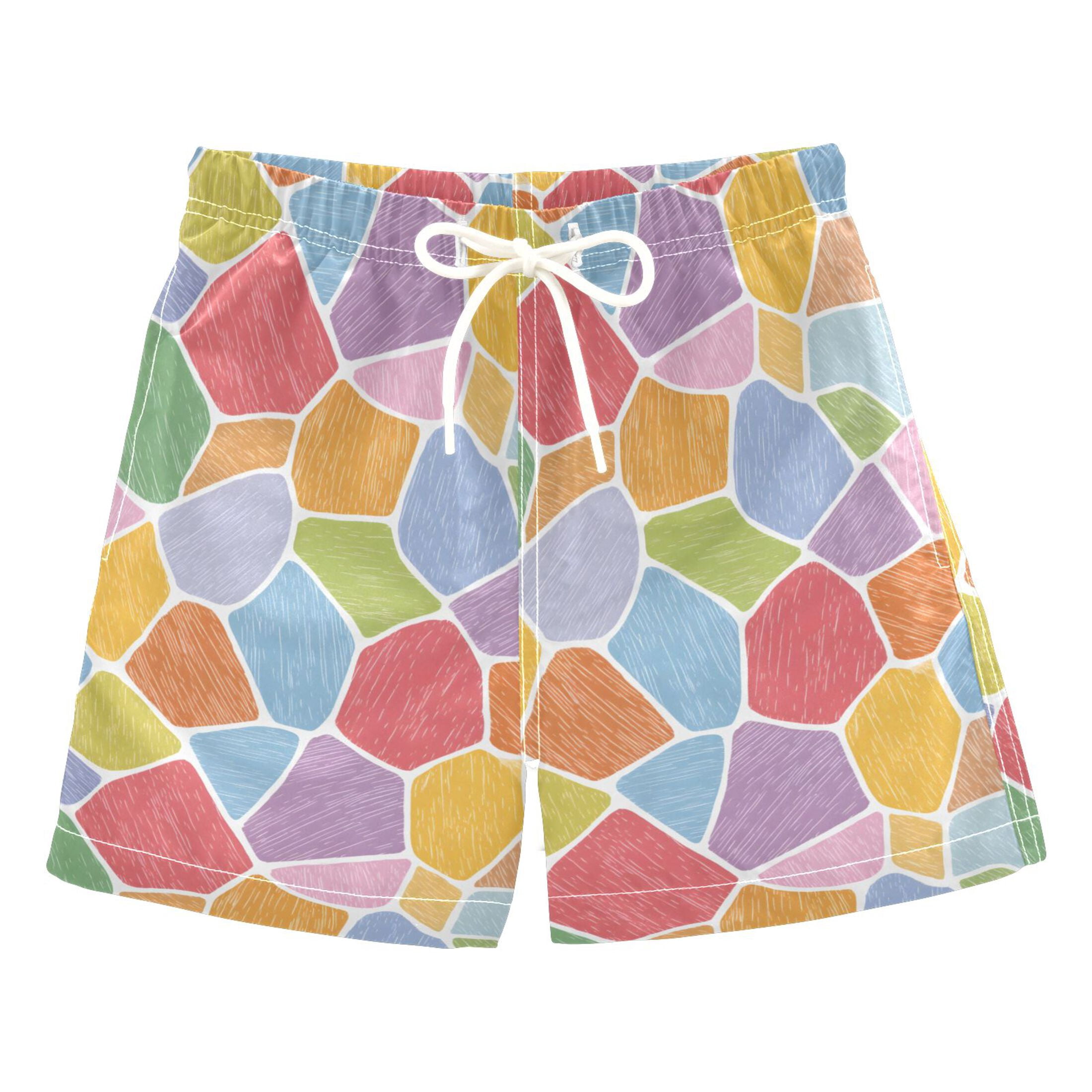 Color Irregular Shape Pattern Swim Trunks Quick Dry Beach Pool Board ...