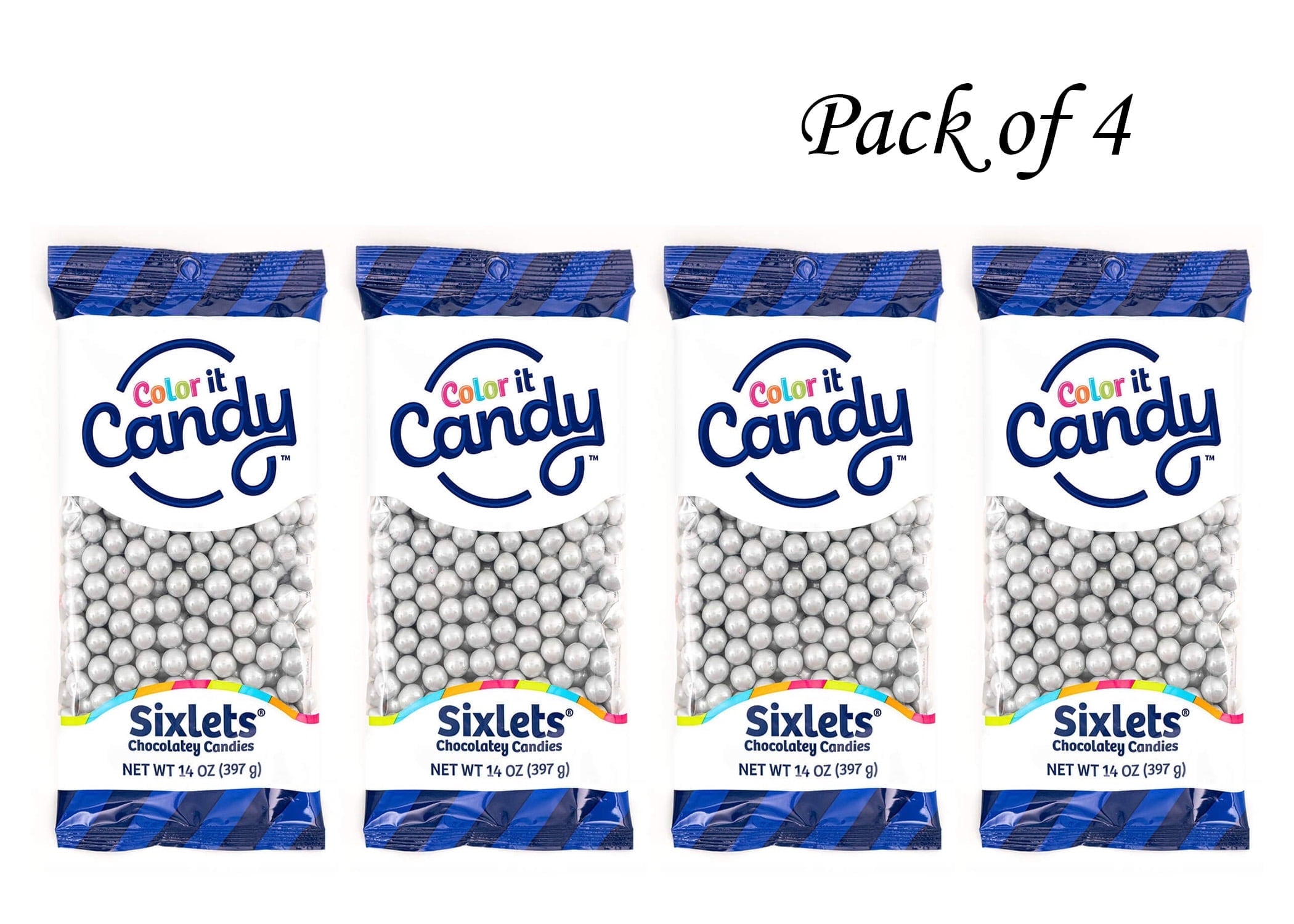Color It Candy Shimmer Silver Sixlets 14 Oz Peg Bag - Perfect For Table ...