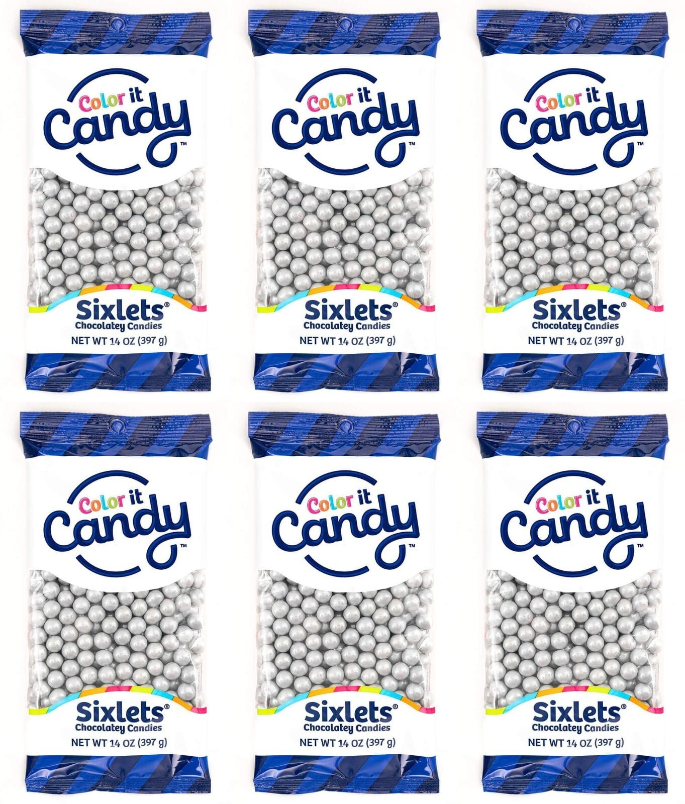 Color It Candy Shimmer Silver Sixlets Candies Weddings, Birthdays ...
