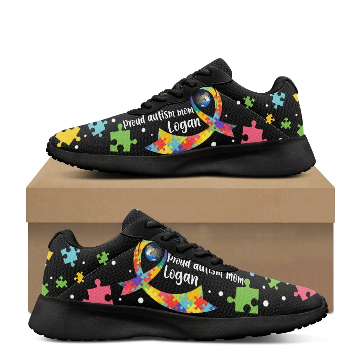 Color Jigsaw Autism Pattern Brand Design Women Casual Fitness Shoes ...