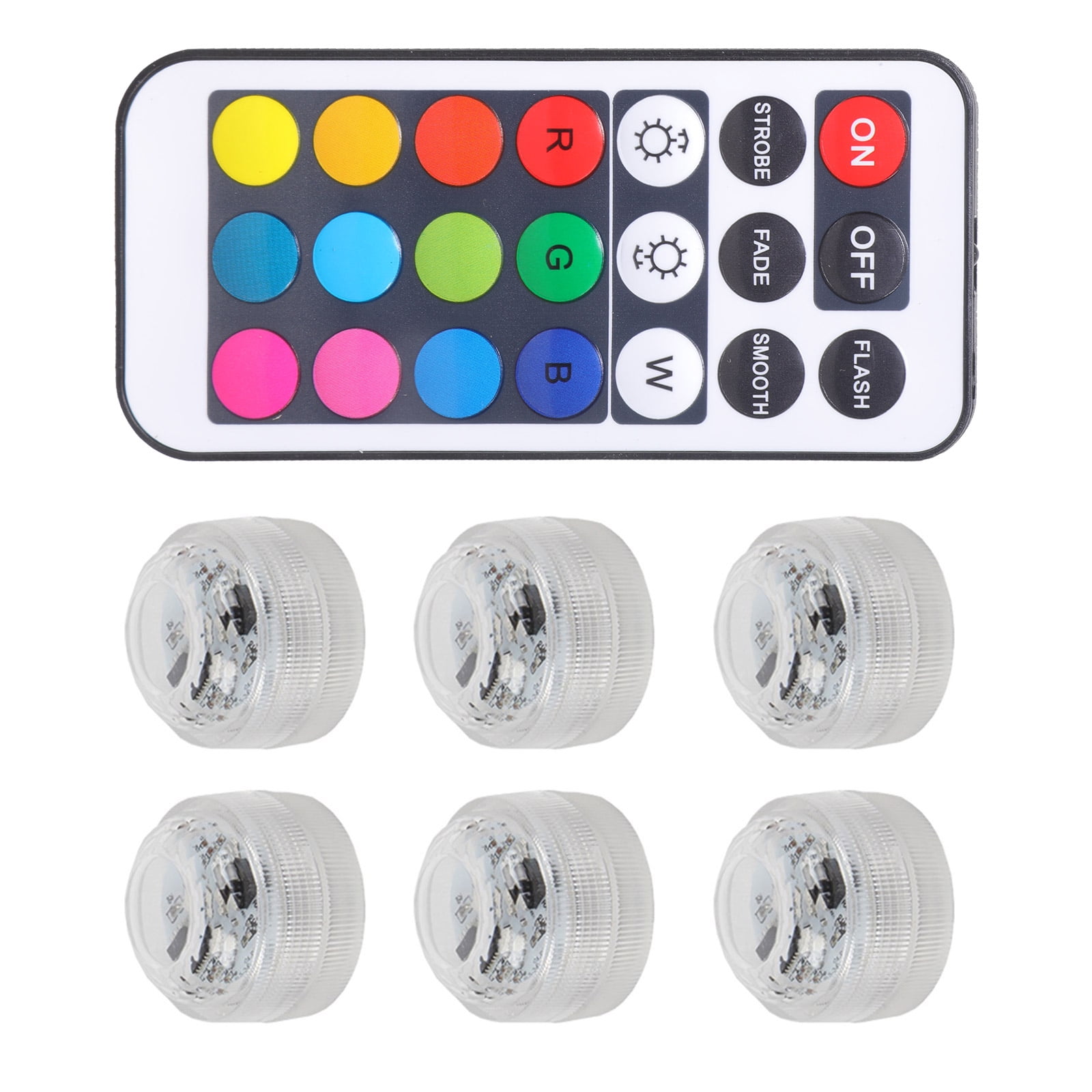Color LED Night Light Set With Remote Control And 6 Waterproof Lamps ...