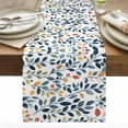 Color Leaves Cotton Linen Table Runner Blue Leaf Branch Farmhouse Plant ...