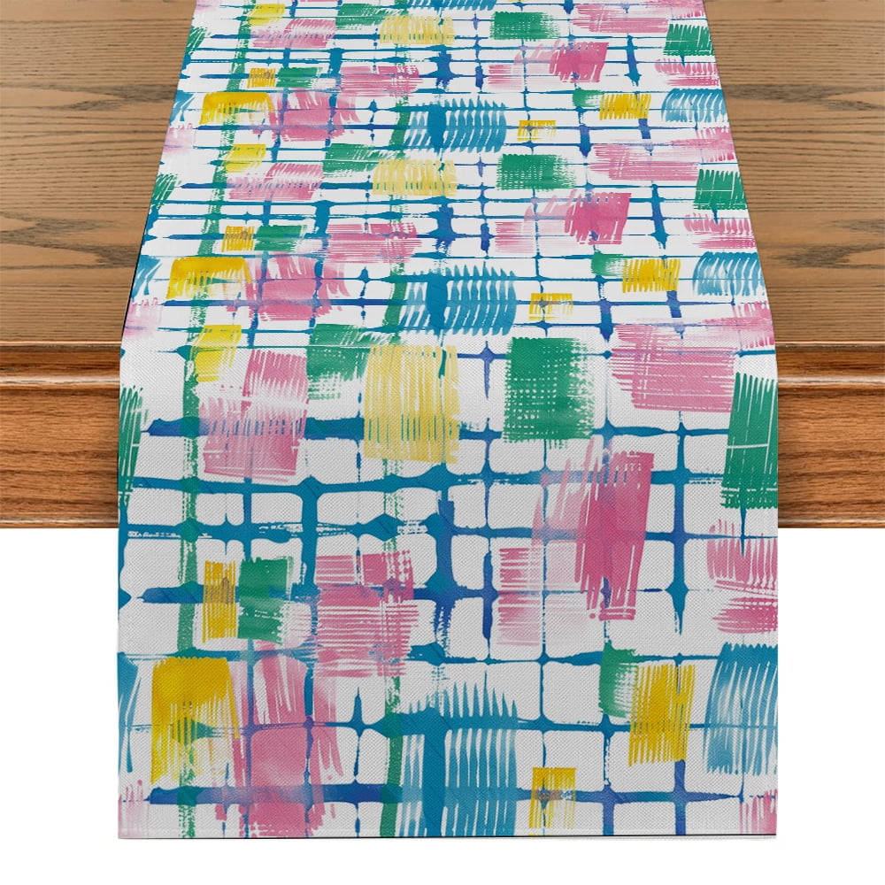Color Line Watercolor Table Runner Kitchen Table r Farmhouse Dining ...