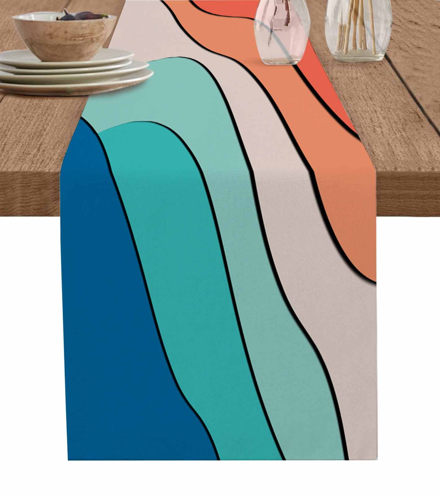 Color Line Wavy Gradient Abstract Table Runner Wedding r Table Runner ...