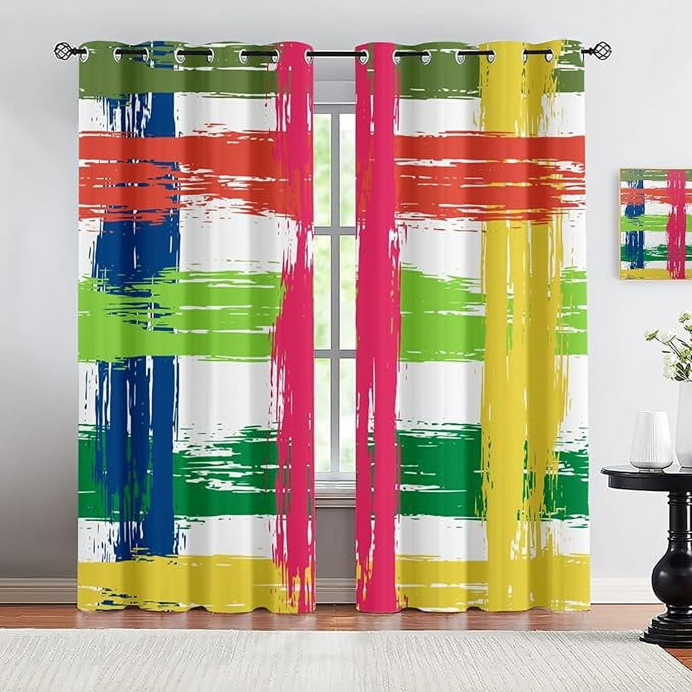 Color Lines Classroom Blackout Curtains, Abstract Graffiti Window ...