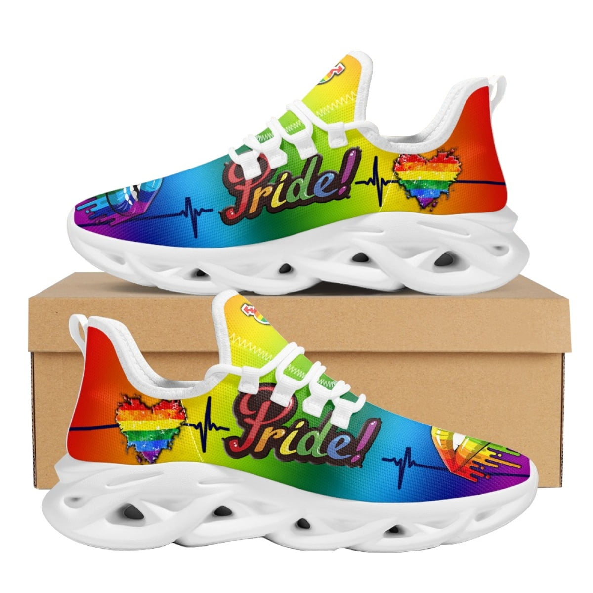 Color Lip Design LGBT Pride Printed Women Mesh Shoes Chunky Sneakers ...