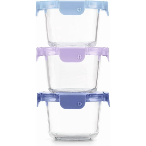 Color Lock 5 Cup 10PC 5 Pack Glass Meal Prep Sets Leak-Proof Glass Food ...