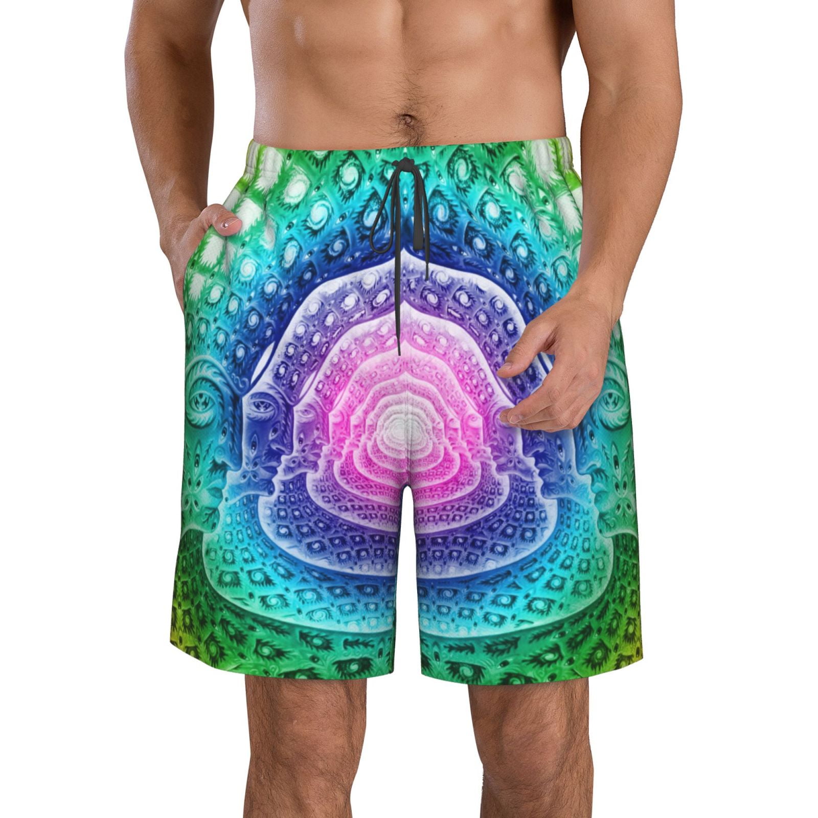Color Logo Tool Band Men's Beach Shorts Swim Trunks Casual Quick Dry ...