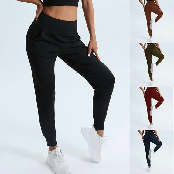 Color Loose Fitting Leggings High Waist Tummy Control Yoga Pants Tights ...