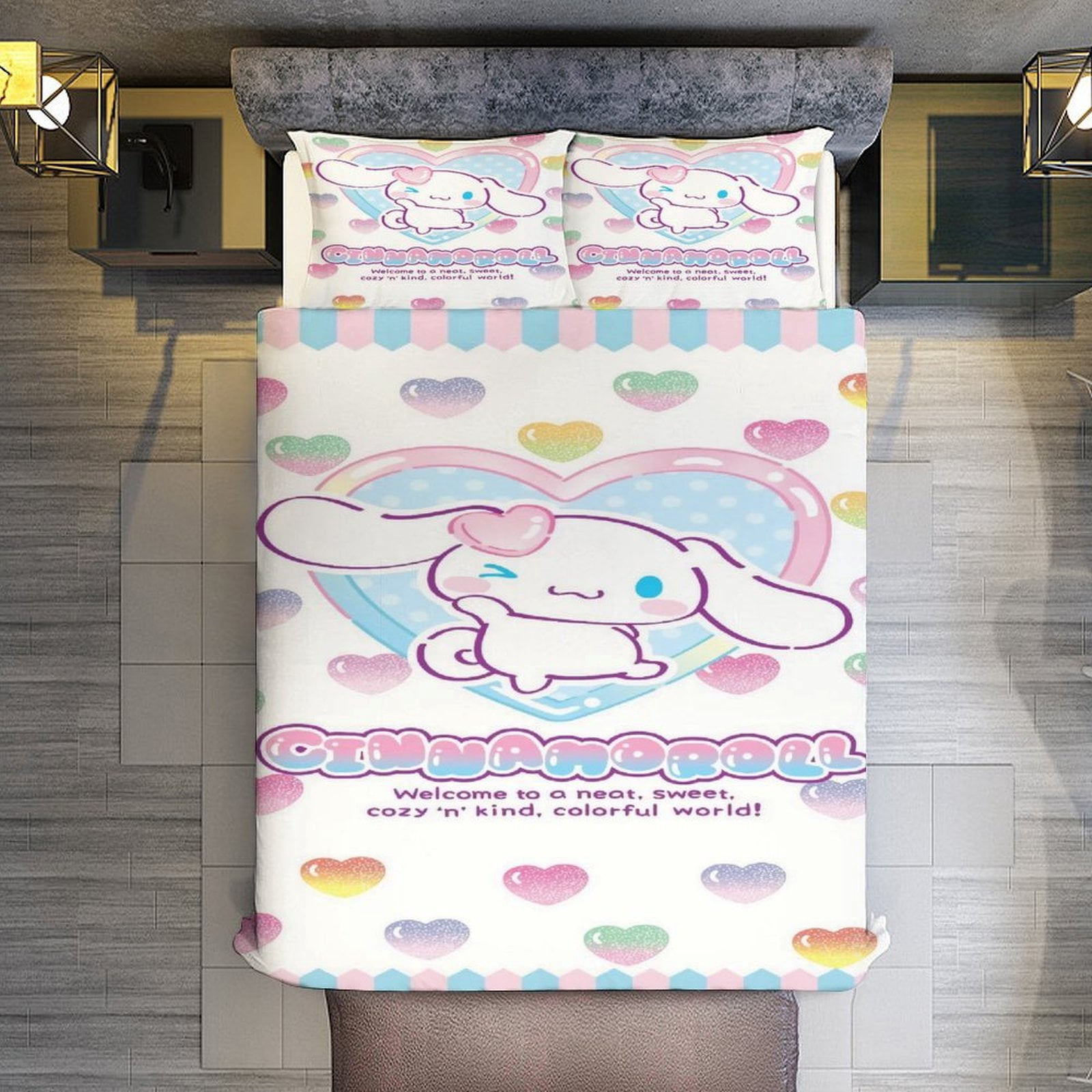 Color Love Cinnamoroll Bedding Duvet Cover Queen Size for Kids and ...