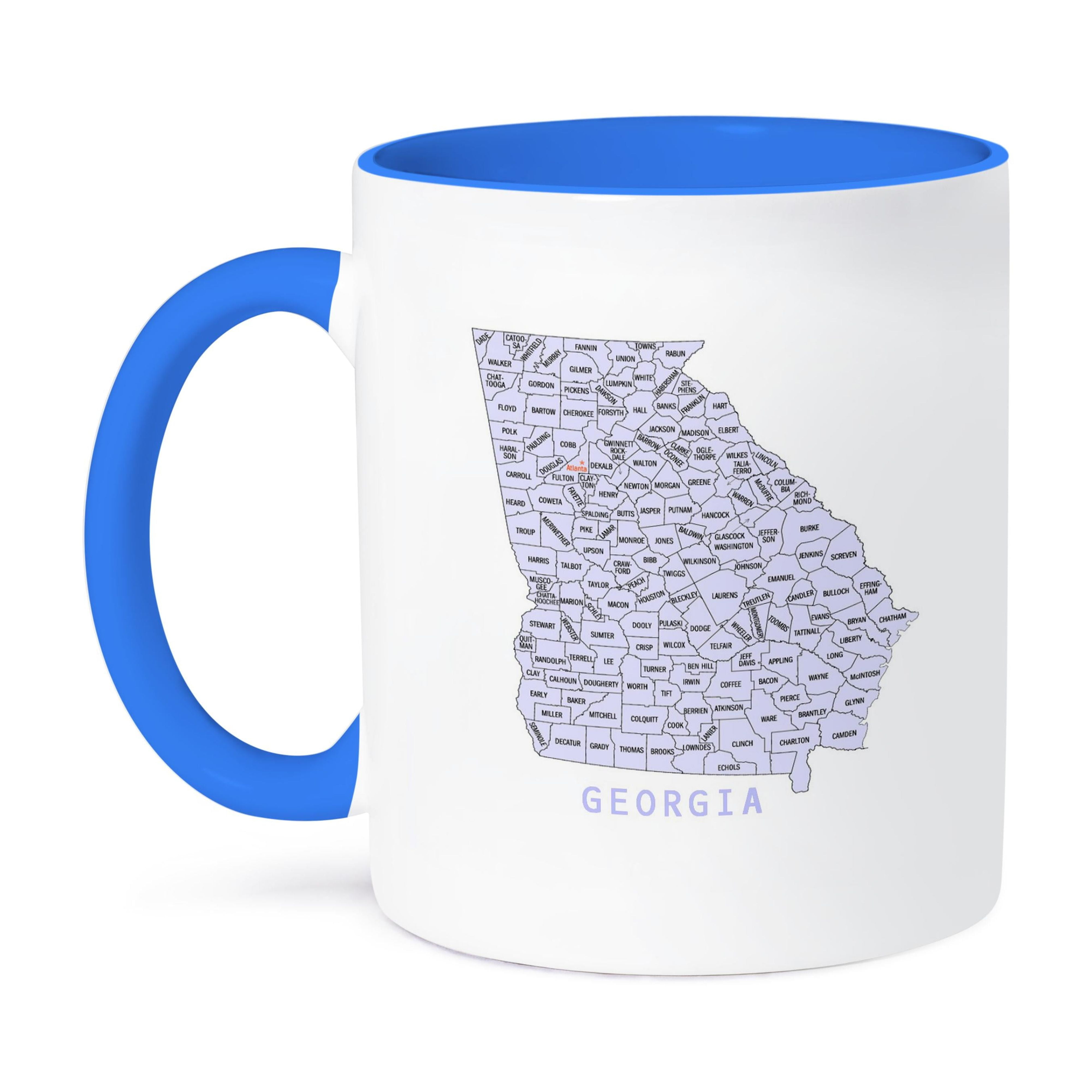 3dRose, Color Map Of Georgia Counties, 11oz Two-Tone Blue Mug - Walmart.com