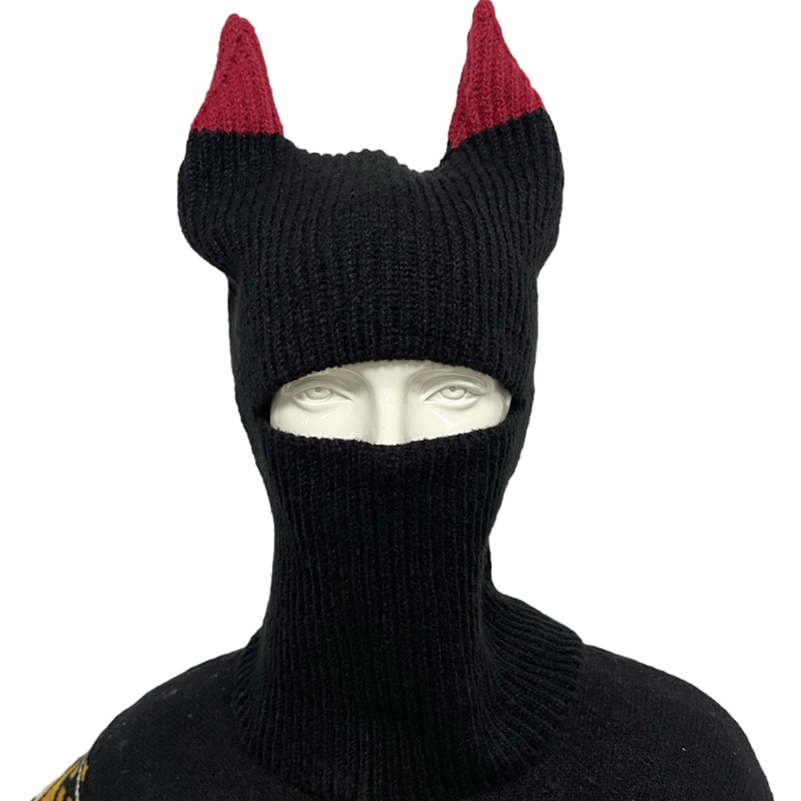 Color Matching Design Handmade Ox Horn Hat Soft Winter Warmer Knitted ...