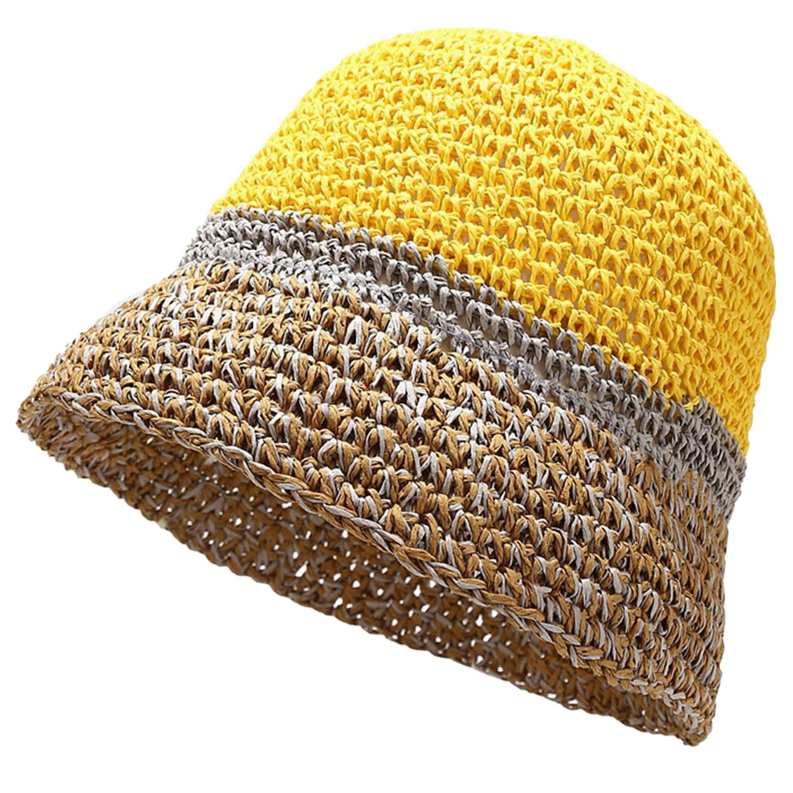Color Matching Wide Brim Bucket Hat Crochet Fisherman Hats for Women ...