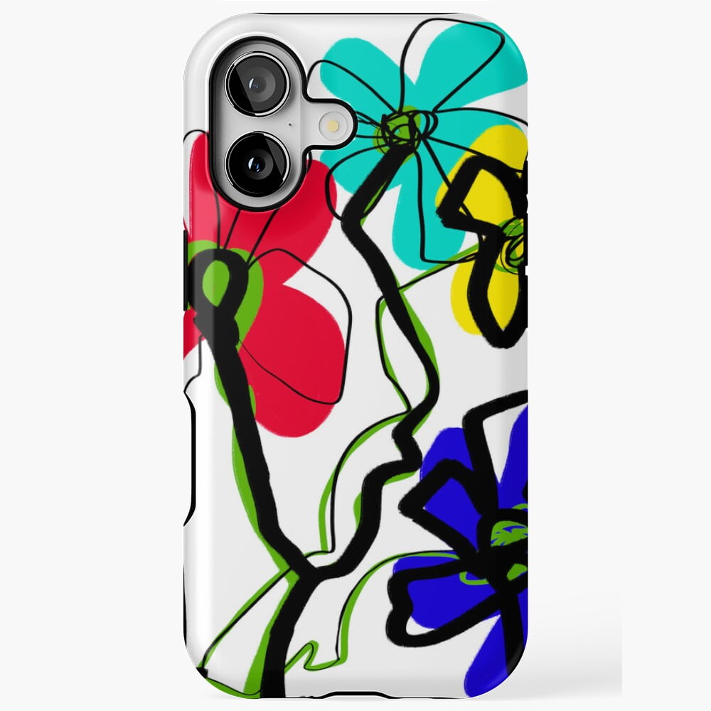 Color Me Flowers Doodle Floral Art in Black and White for iPhone 17 11 ...