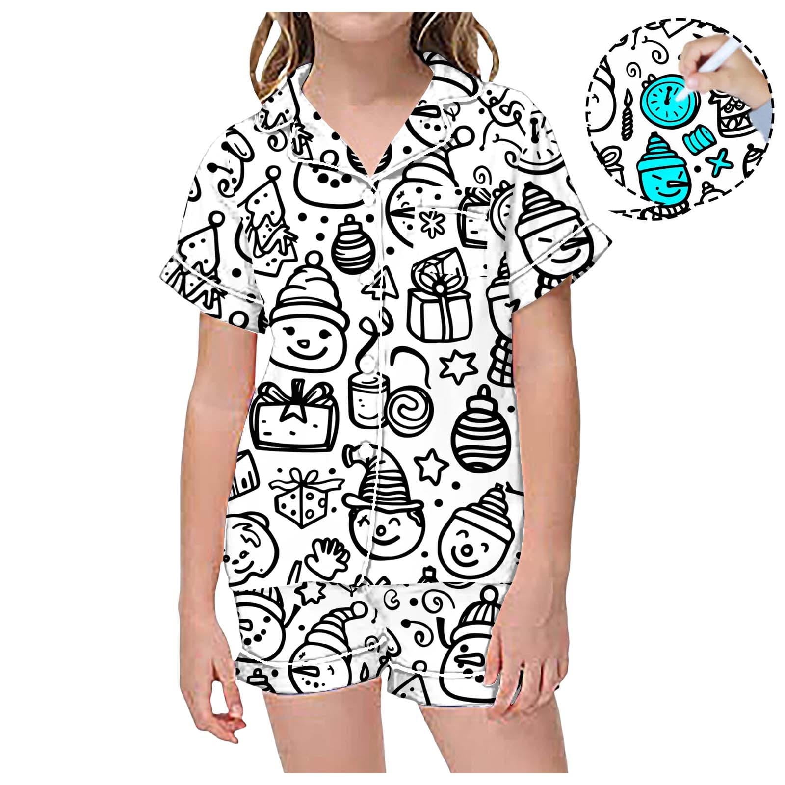 Color Me Pajamas for Tween Diy Hand Painted Homewear Set Short Sleeve 2 ...