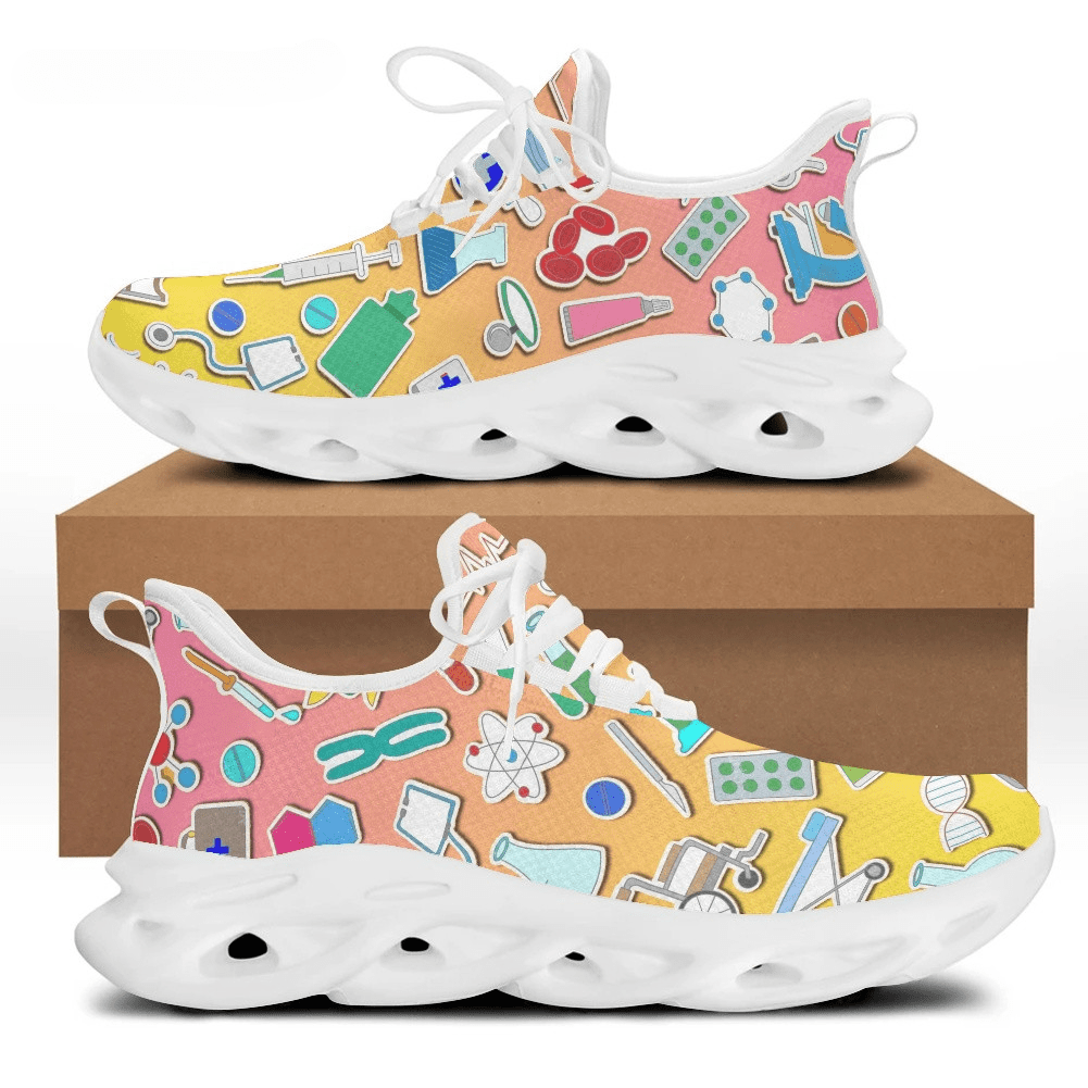 Color Medical Design Doctor Nurse Shoes for Women Flat Sneaker Light ...
