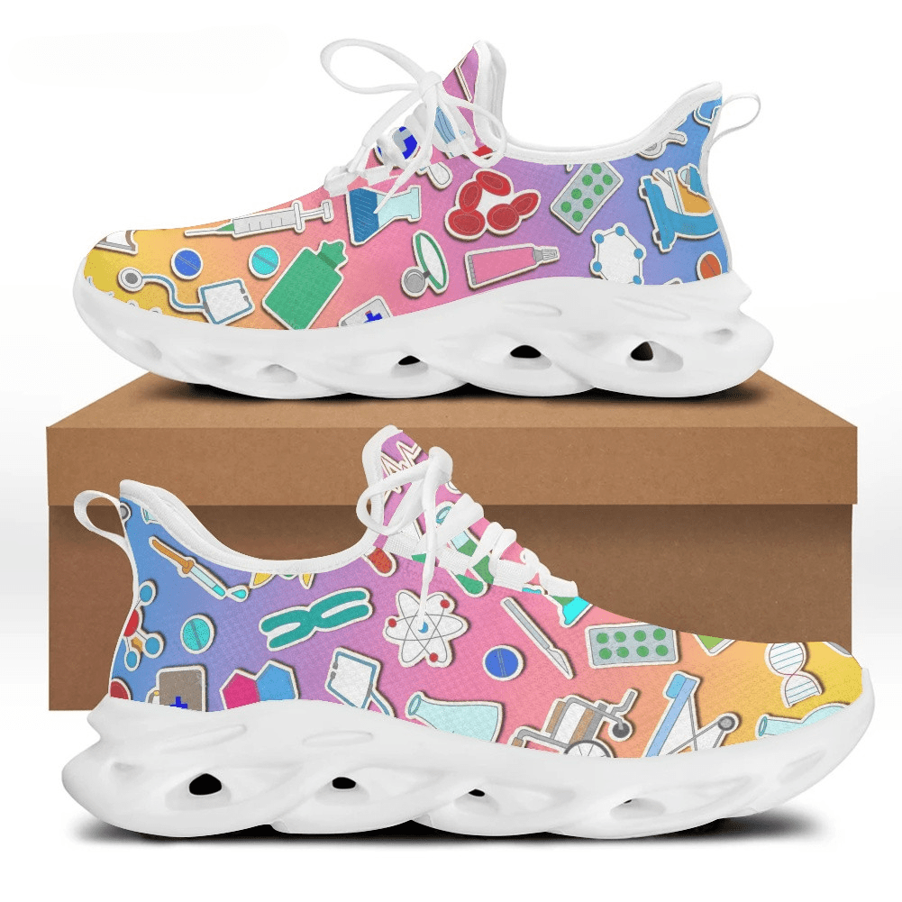 Color Medical Design Doctor Nurse Shoes for Women Flat Sneaker Light ...