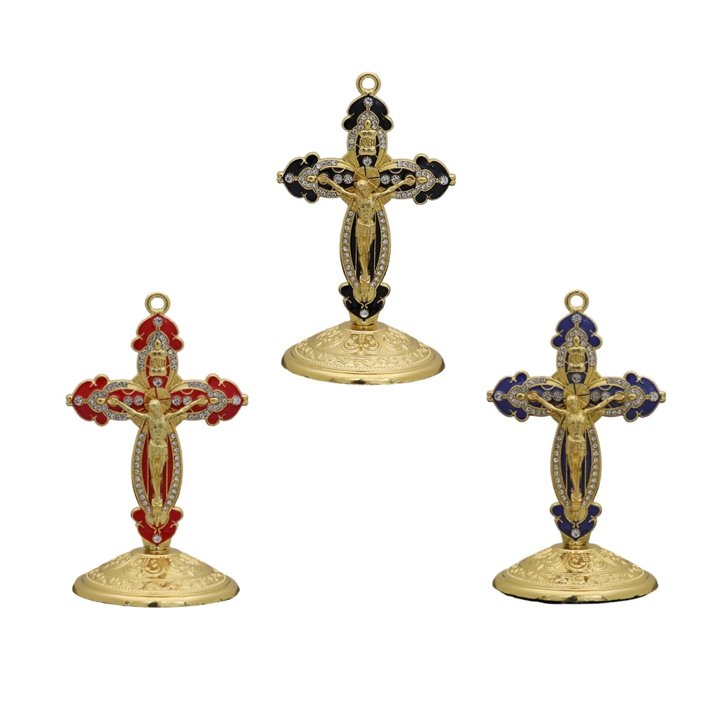 Color Metal Crucifix Craft with Stand for Home Decoration With Artistic ...