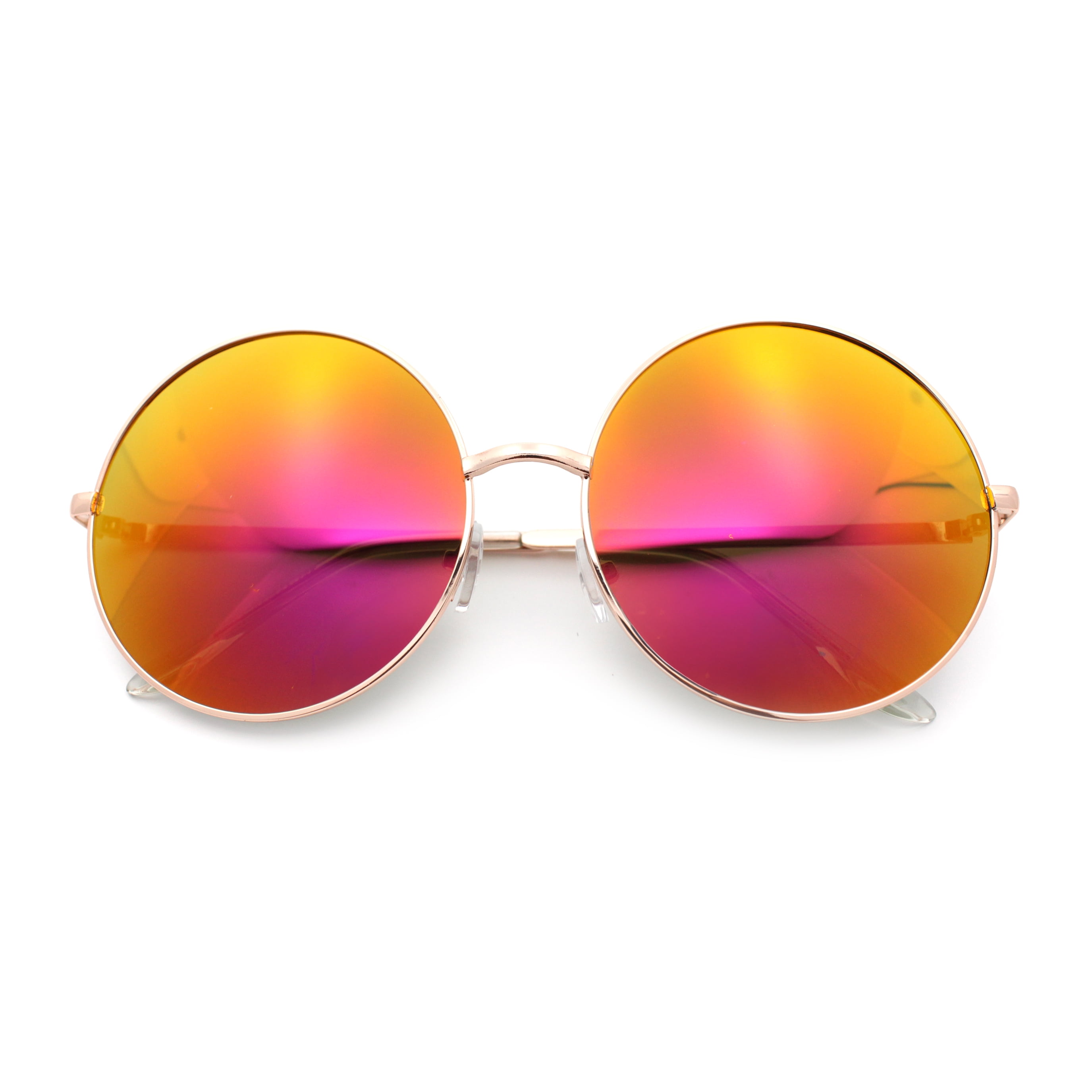 Color Mirror Iconic Hippie Oversize Round Circle Lens Sunglasses Gold ...