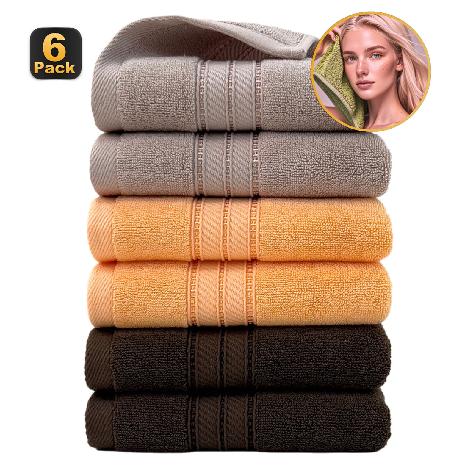 Color Mixing Towels, 6 Pack Set, Soft High Absorbency, 400gsm, for ...