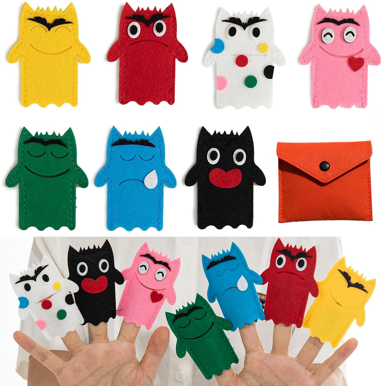 Color Monster Finger Puppets Set, My Sadness Emotional Little Monster ...