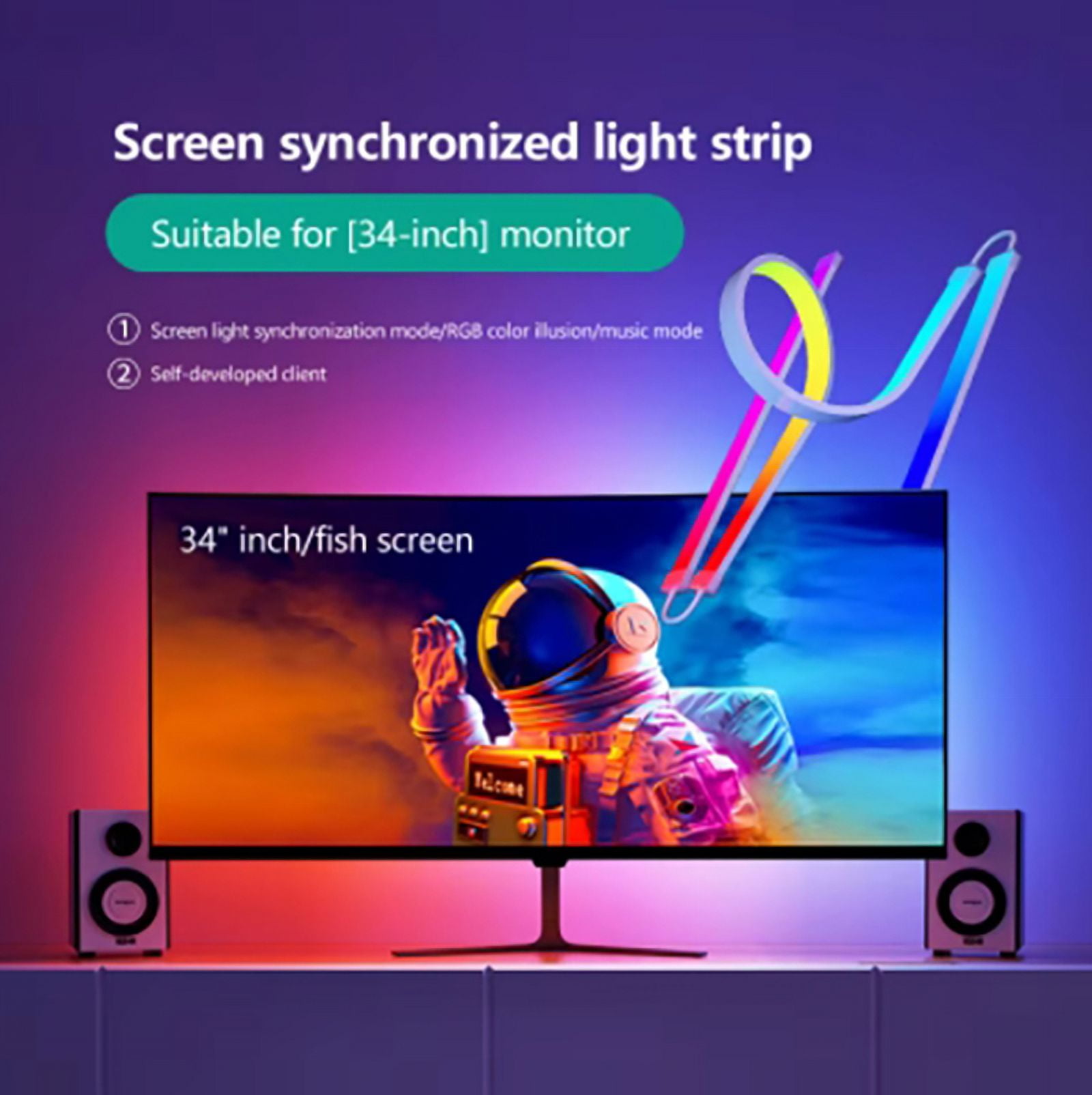Color Music Game Sync 24" Screen Gaming Amosphere Ambient Smart TV ...
