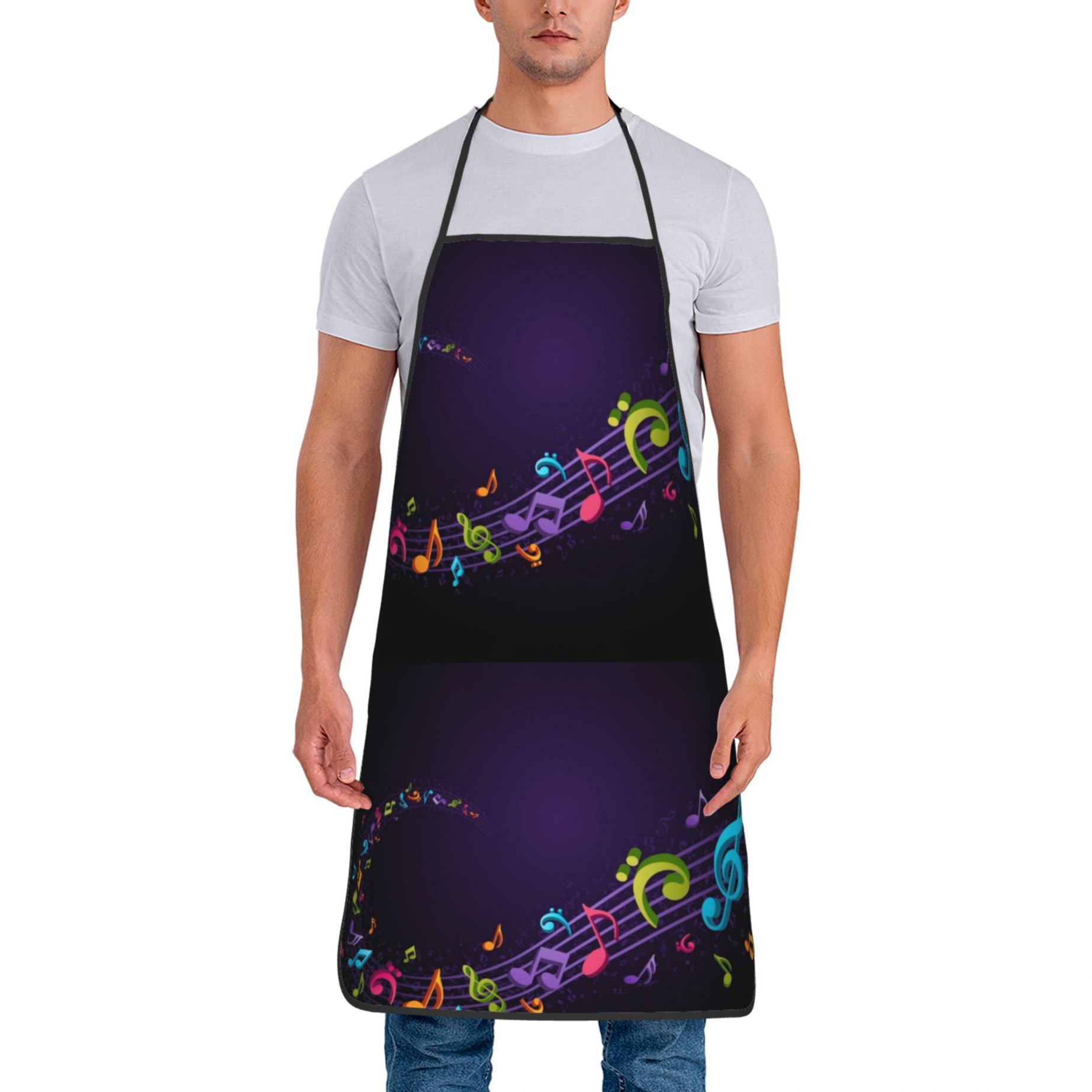 Color Music Note Outdoor Aprons for Women Men Waterproof Apron Kitchen ...
