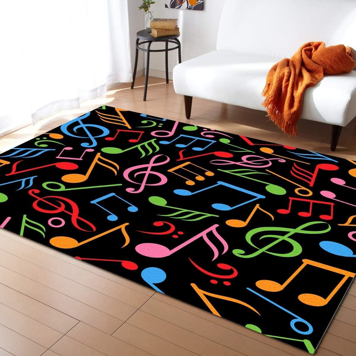 Color Musical Notation Sign Area Rug, Modern Music Living Room Indoor ...