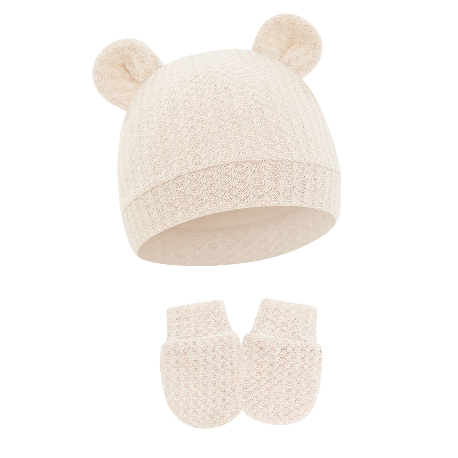Color Newborns Hat Gloves Set Cotton Soft Breathable Fabric For Baby 0 ...