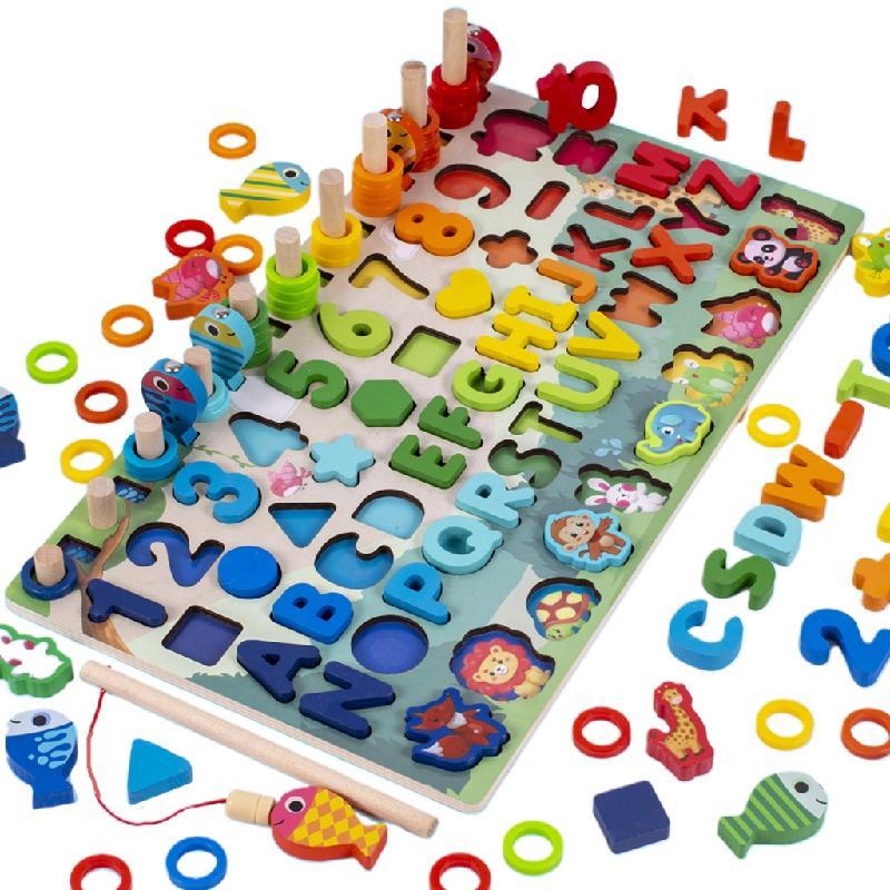 Color Number Cognition Wooden Toy Toddler First Counting Toy Set ...