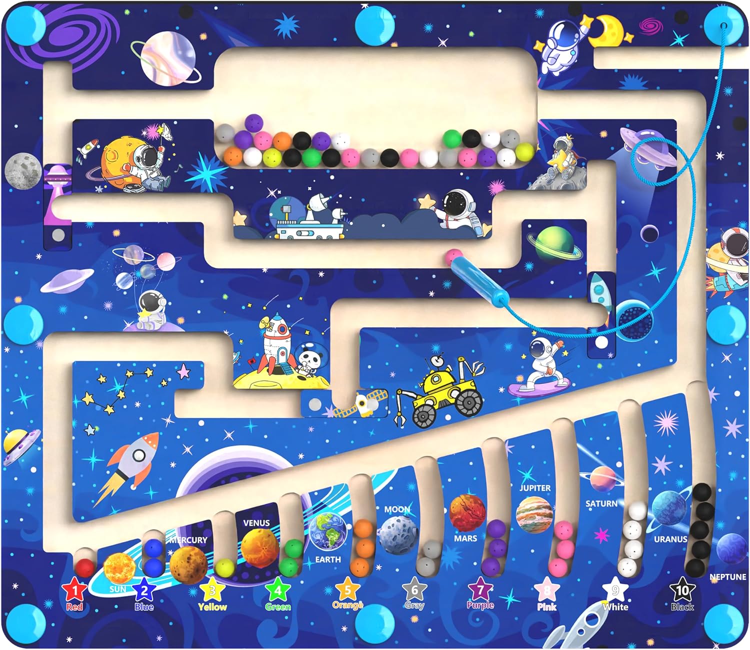 Color & Number Maze - Montessori Wooden Color Matching Learning ...