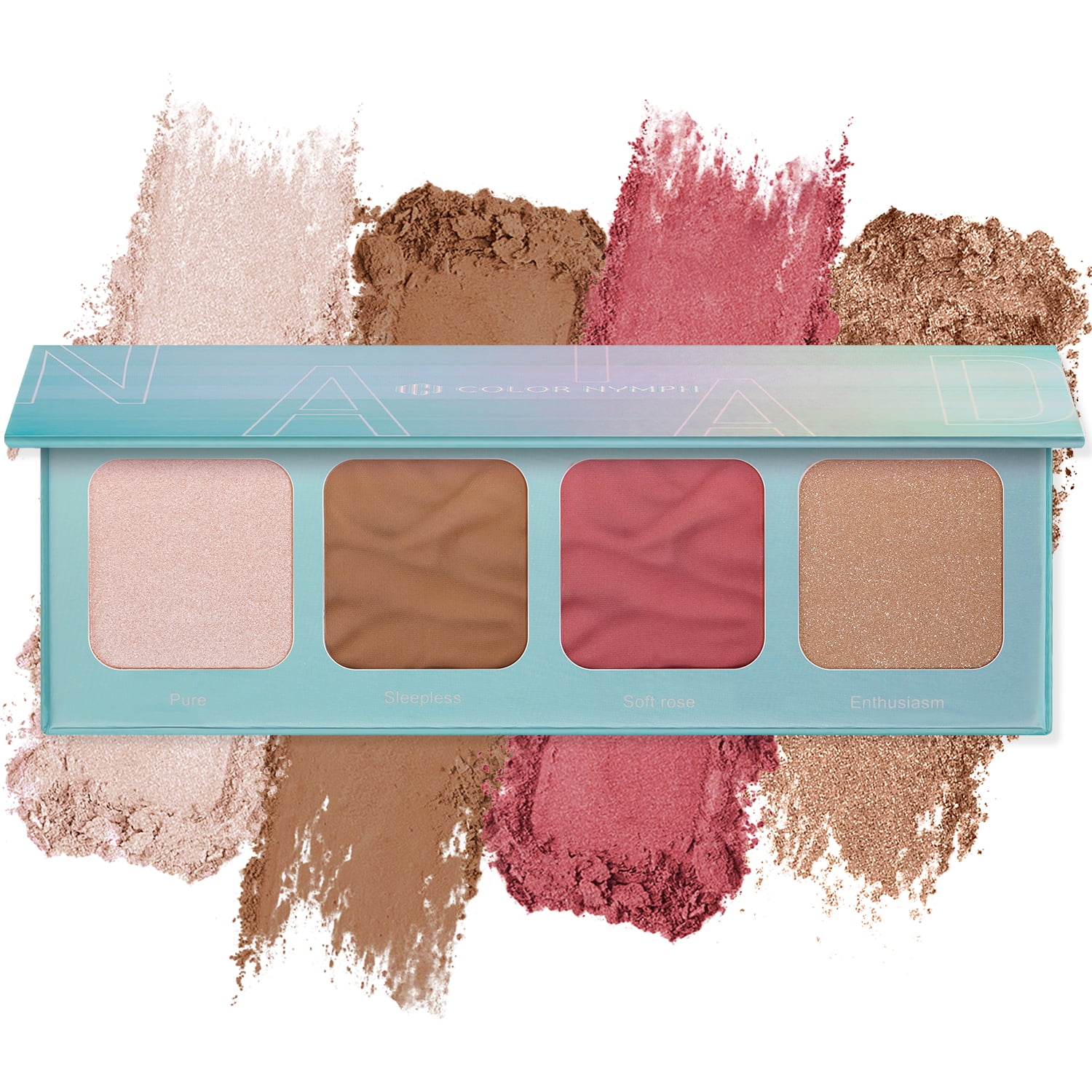 Color Nymph Blush and Highlighter Palette 4 Color Matte Blush Powder ...