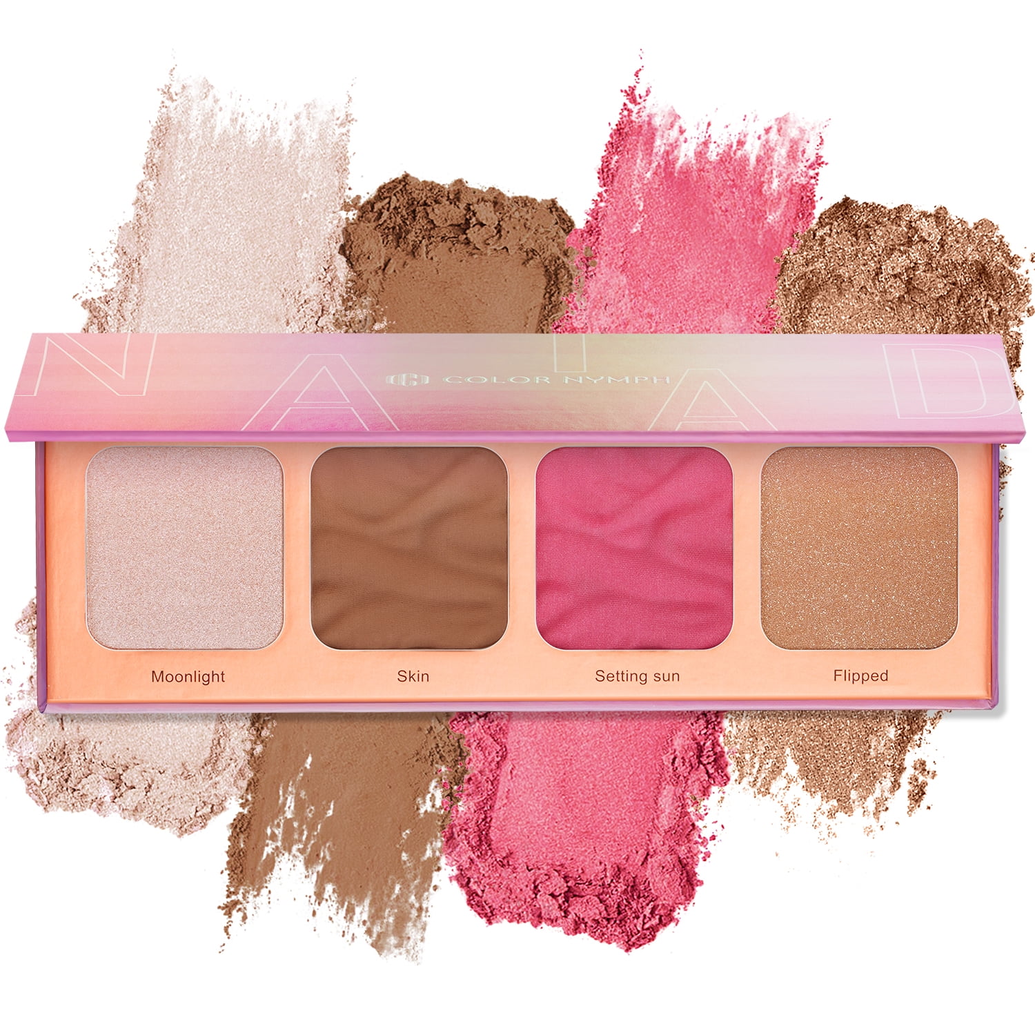 Color Nymph Blush and Highlighter Palette 4 Colors Powder Highlighter ...