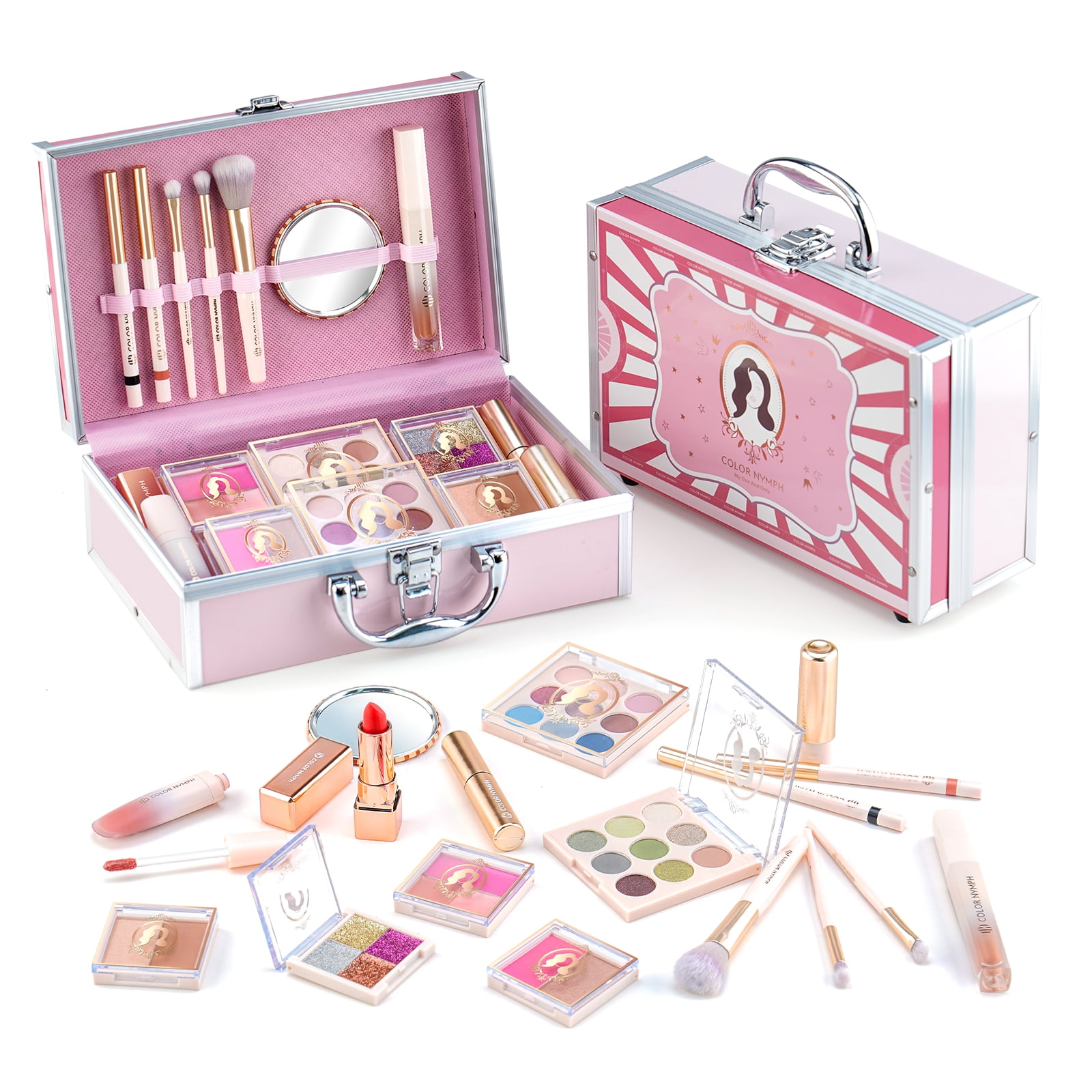 Color Nymph Teen Girls Makeup Set with Pink Case, Eyeshadow, Lipstick ...