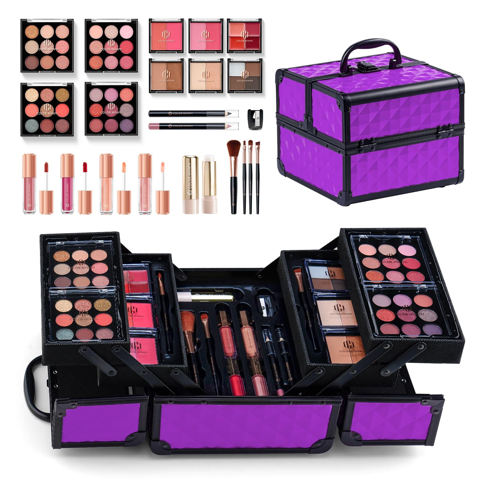 Color Nymph All in one Makeup Kit For Girls Teens, Makeup Set 4 Trays ...