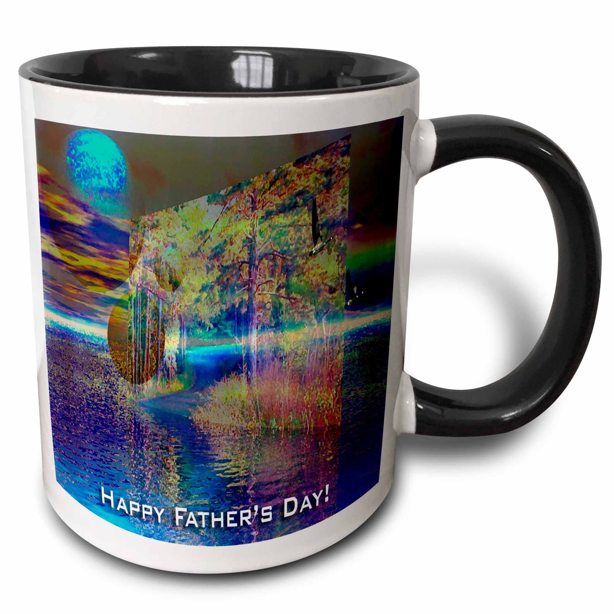 3drose, Color of Sundown, Happy Fathers Day, 3d, 11oz Two-tone Black ...