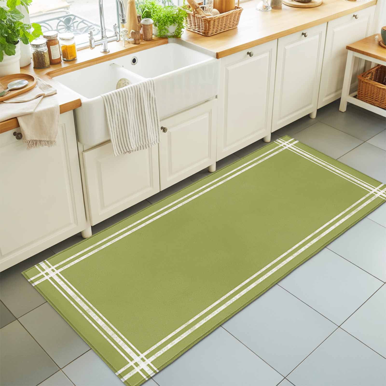 Color Olive Rectangle Area Rug 2x6ft,Living Room Rug Non-Slip Washable ...