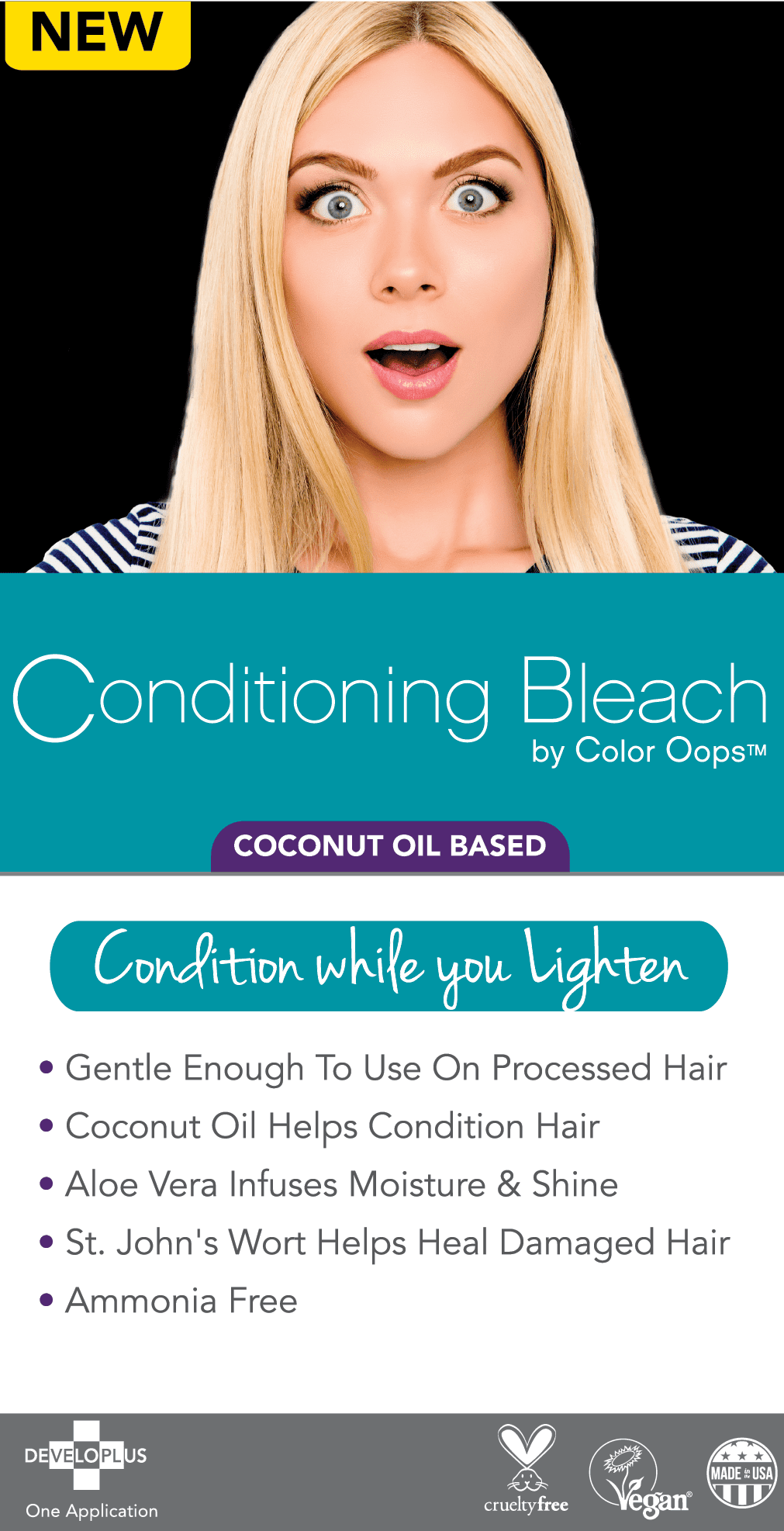 Color Oops Ammonia-Free Conditioning Bleach Kit with Coconut Oil, 1 ...