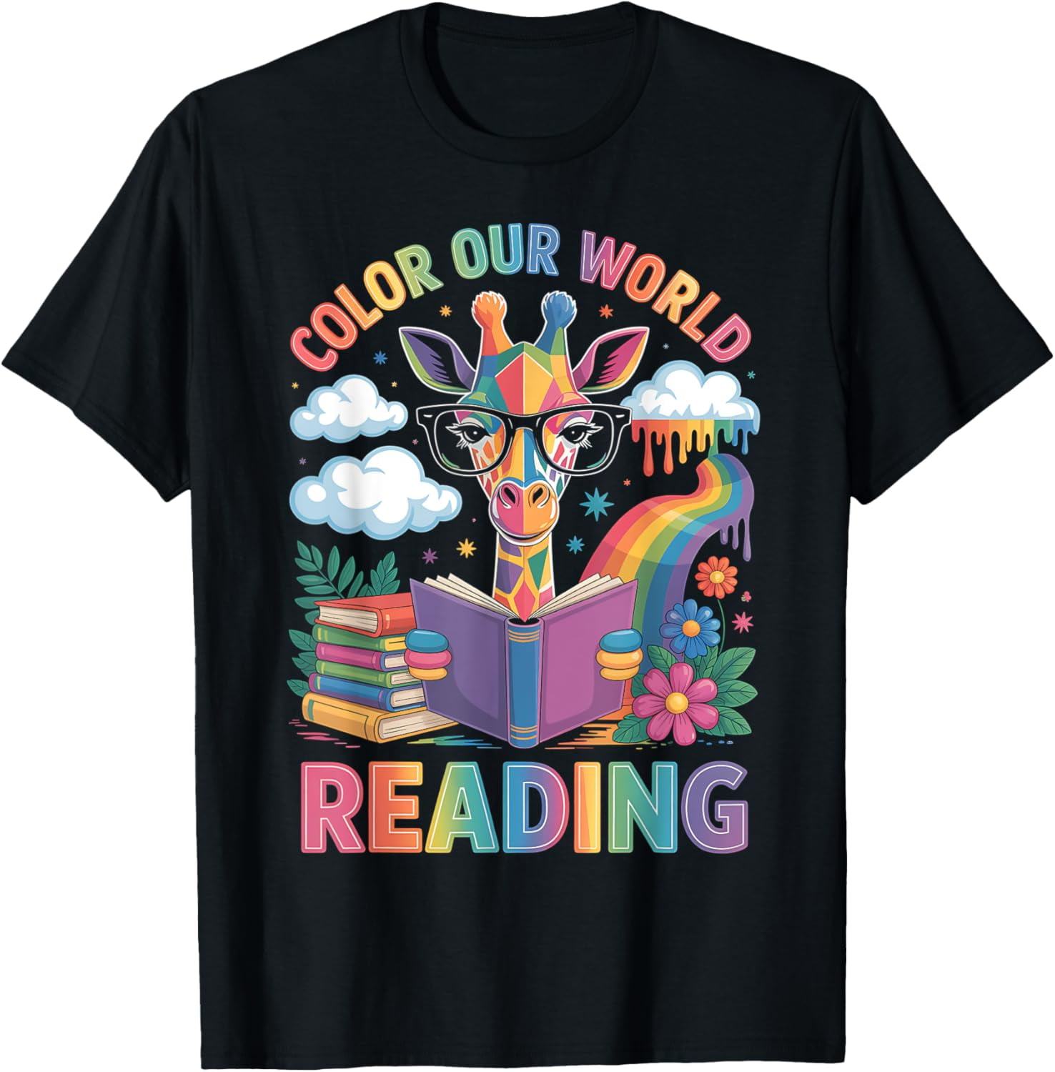 Color Our World Summer Reading Program 2025 Giraffe T-Shirt Tops Tee ...