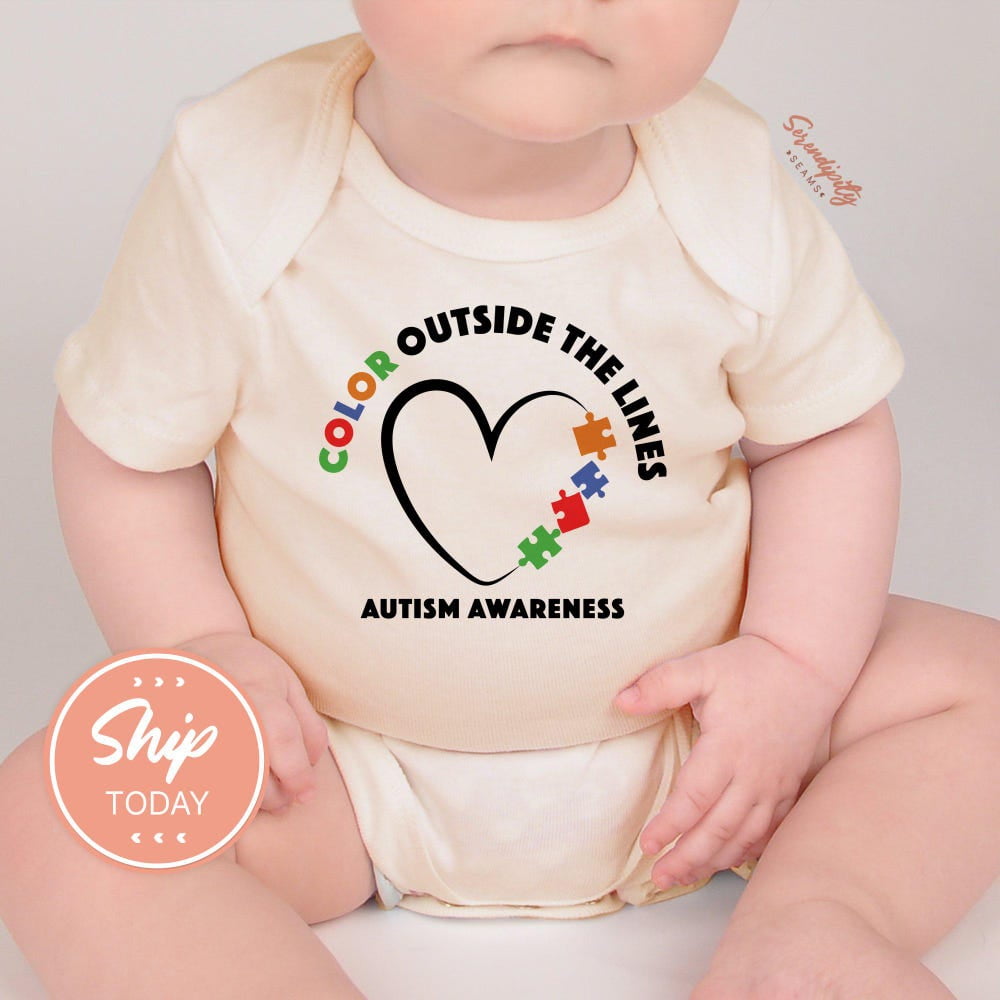 Color Outside The Lines Onesies, Cute Autism Bodysuit, Motivational ...