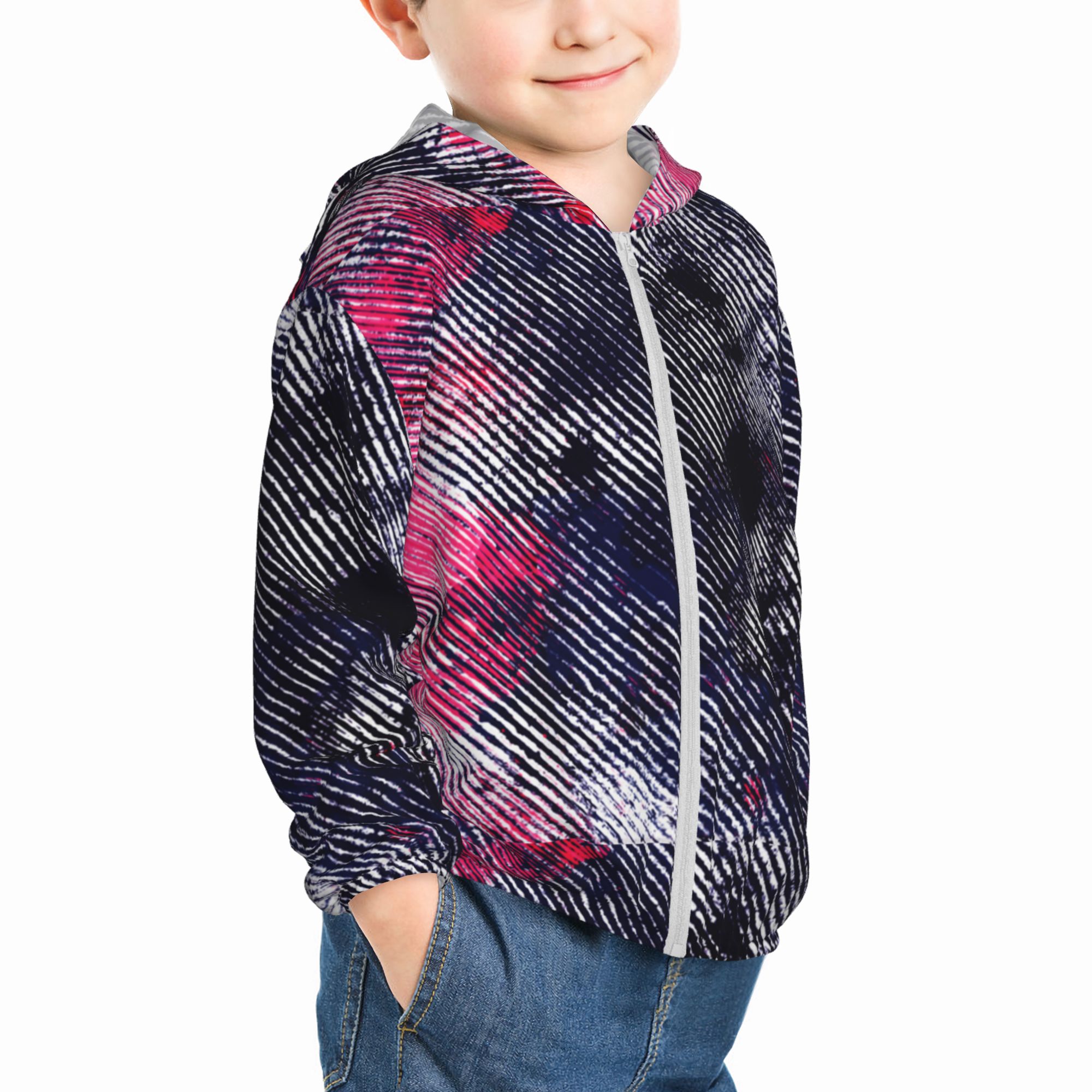 Color Paint Punk Wind Texture Background Kids Zip-Up Hoodie Girls Boys Sun Protection Jacket ...