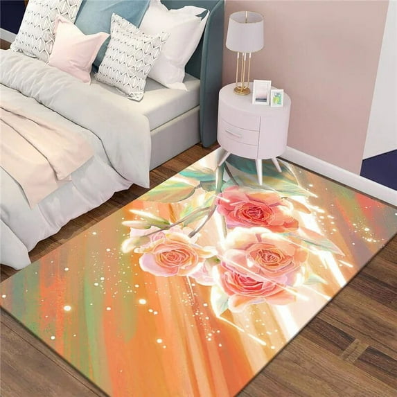 Color Painting Flowers Printed Carpet Living Room ration Tea Table ...