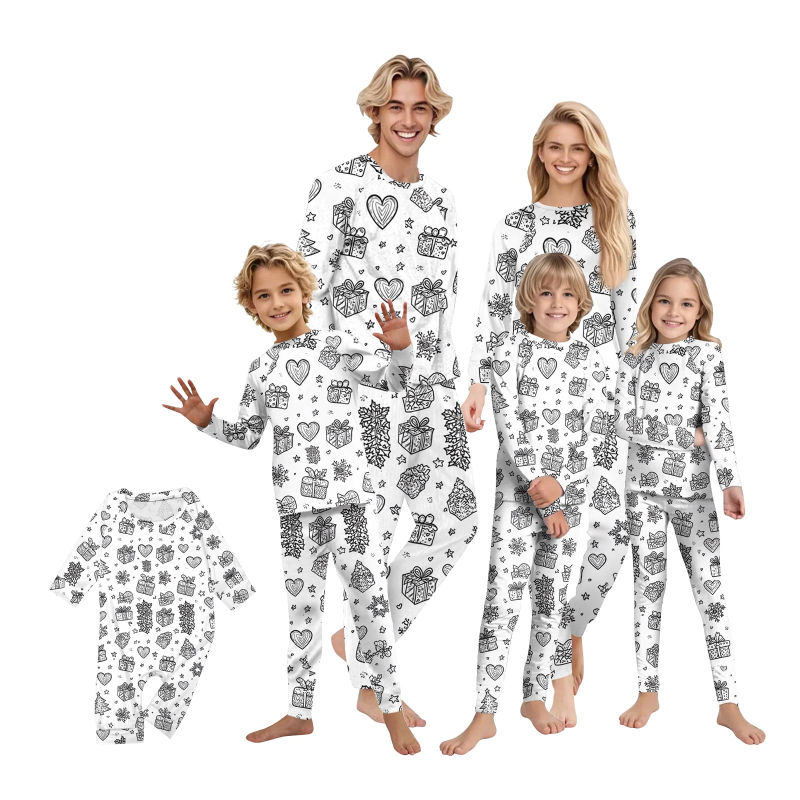 🎨Color Your Own Pajamas！👕Colorable Christmas Pajamas Family Matching 2 ...