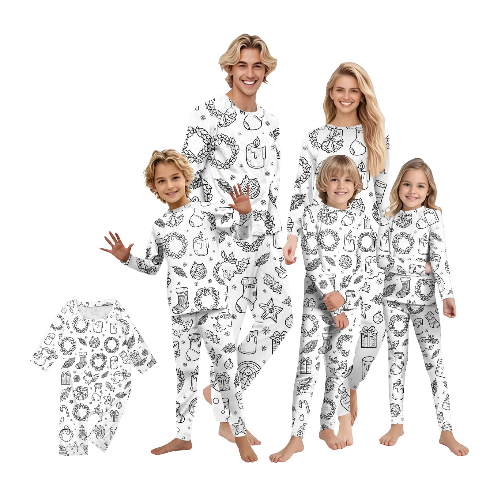 🎨Color Your Own Pajamas！👚Colorable Family Christmas Pajamas Matching ...