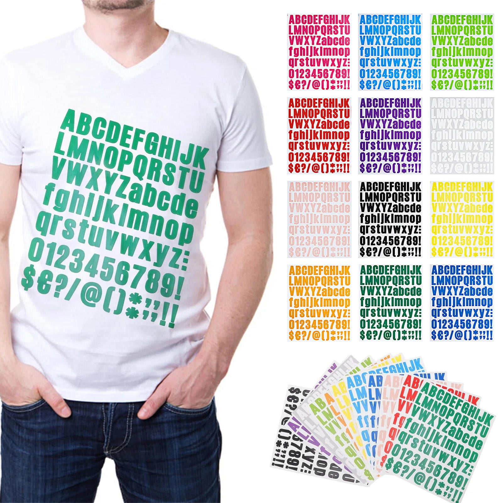 Color Palette Alphanumeric Stickers 12Pcs, 12 Piece On Letters 12 ...