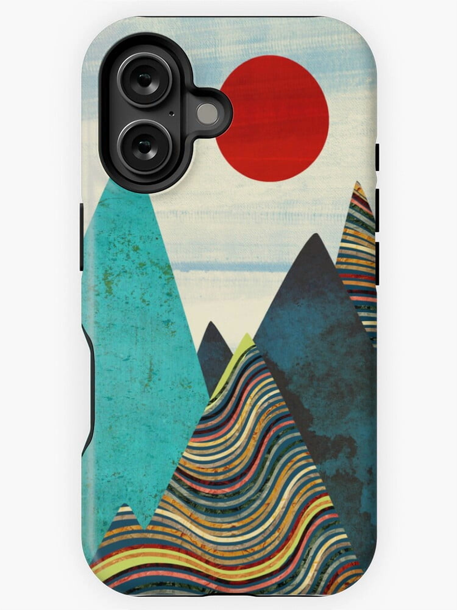 Color Peaks Abstract Mountain Scene iPhone Case 11 12 13 14 15 16 17 ...