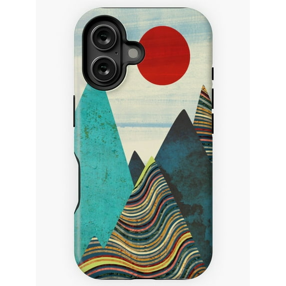 Color Peaks Abstract Mountain Scene iPhone Case 11 12 13 14 15 16 17 ...