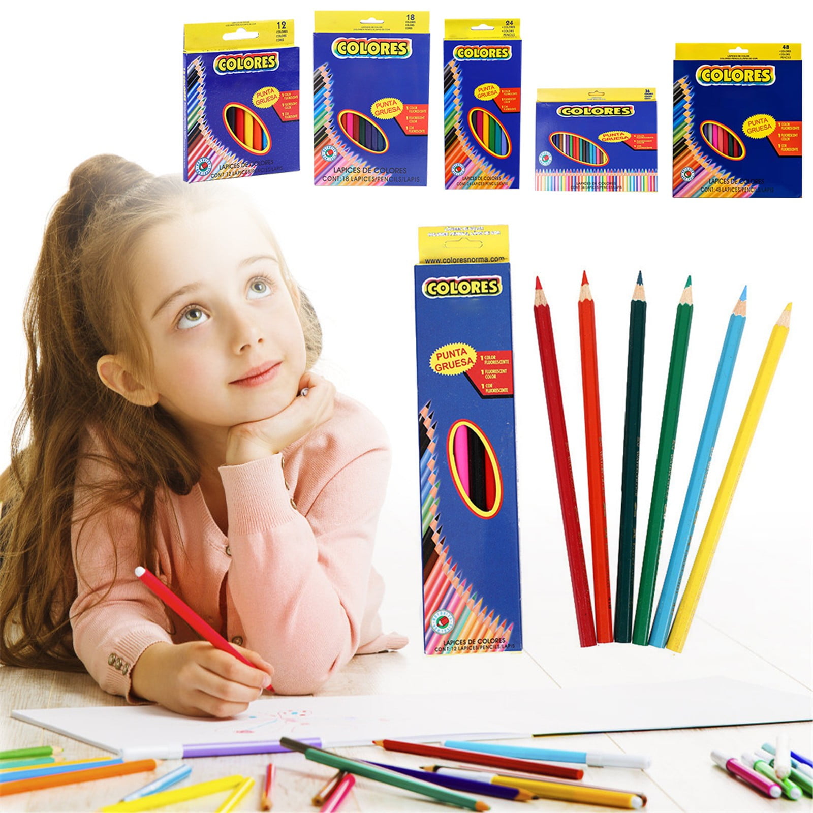 Color Pencil Set Long 6 Colors Color Pencil Set 6/12/18/24/36 Color Oil ...
