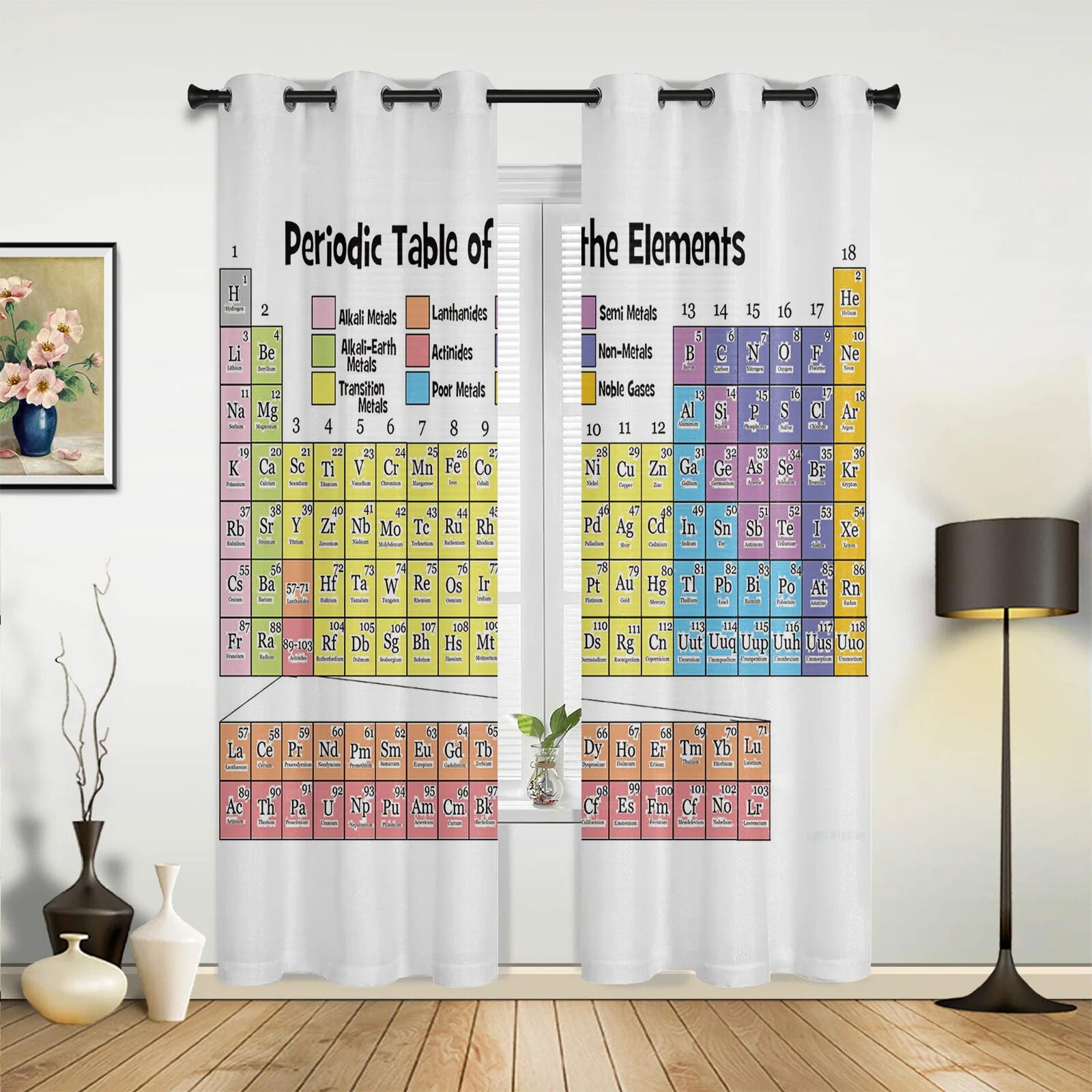 Color Periodic Table Of Window Curtains for Living Room Home Decor ...
