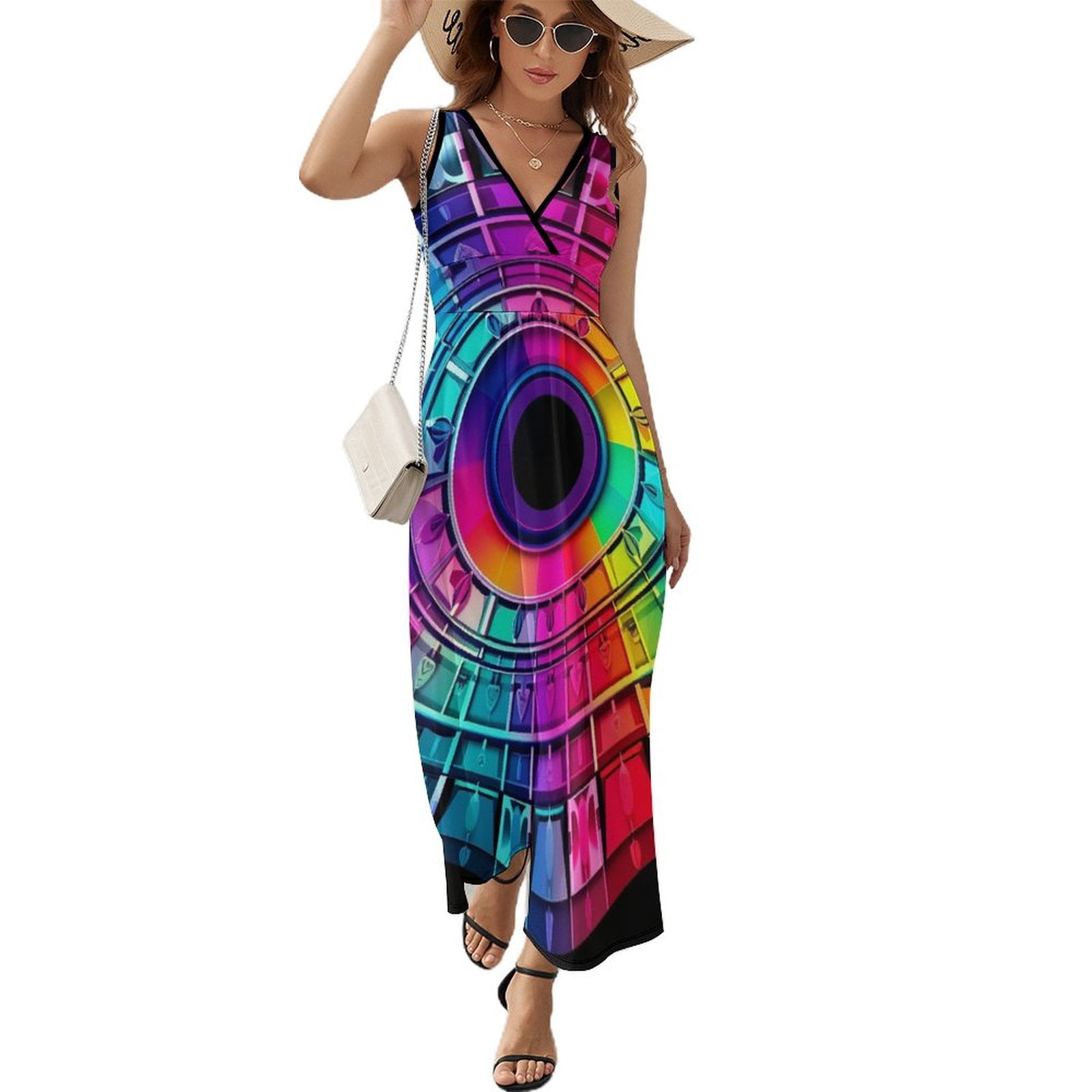 Color Pixels Sleeveless Luxury Evening Dress For Women Party Dress ...